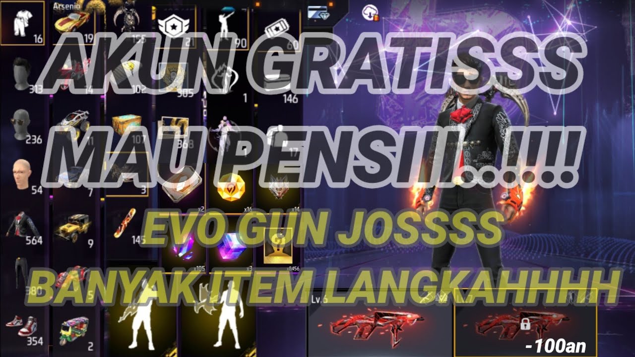 #027 AKUN FF GRATIS SULTAN 39 EP EVO MAX MAU PENSI FF 😭😭 || PART 1 ...