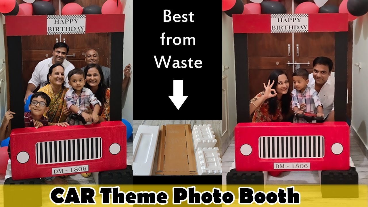 DIY Car Photo Booth | Making a photo booth from waste | Car theme ...