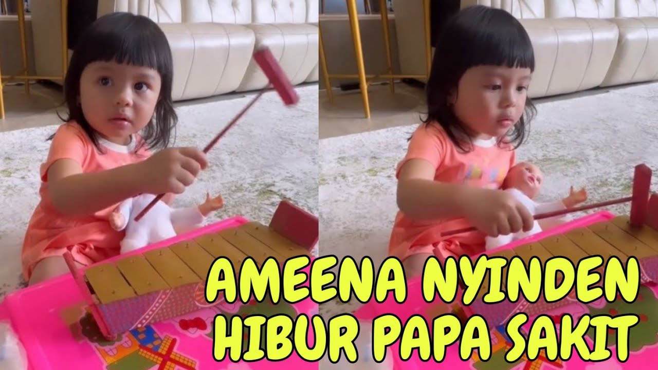 AMEENA BELAJAR NYINDEN HIBUR PAPA LAGU SAKIT - YouTube