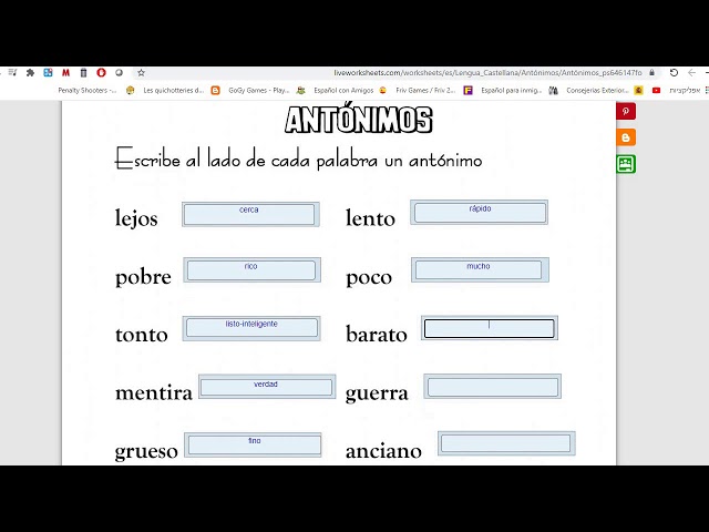 Hojas De Trabajo De Palabras Opuestas 50+ Identificando Opuestos Hojas