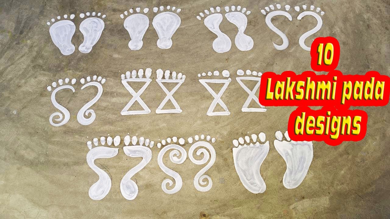 10 lakshmi paduka designs for laxmi puja ||How to make lakshmi pada ...
