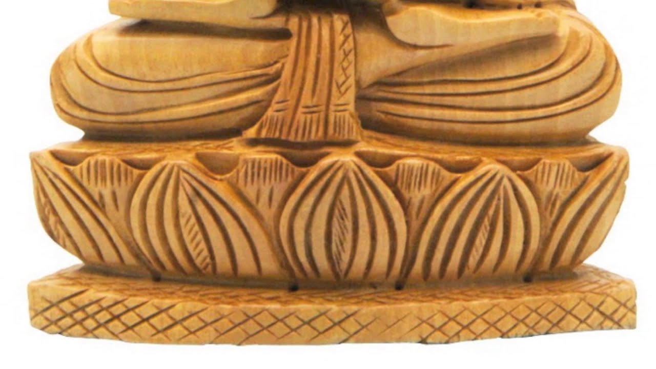 Hand Carved Wood Sitting Buddha Statue - YouTube