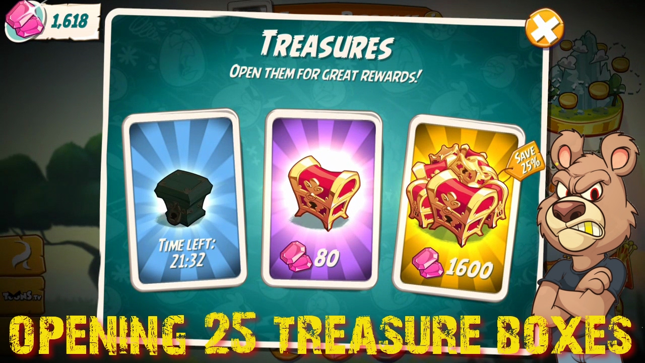 angry birds 2 opening 25 treasure boxes - YouTube