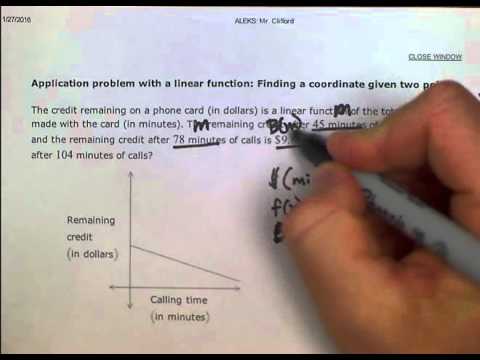 ALEKS: Application problem with a linear function (MC) - YouTube