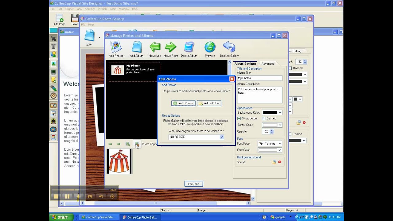 CoffeeCup Visual Site Designer Tutorial 10 Adding a Photo Gallery - YouTube