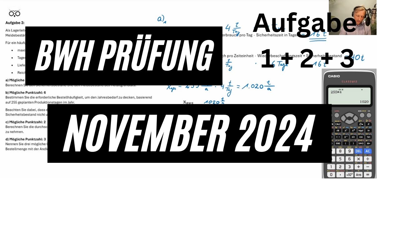 BWH Prüfung Herbst 2024 für Industriemeister IHK Aufgabe 1+2+3 - YouTube