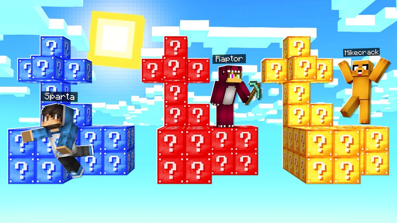 ISLA de LUCKY BLOCK MIKECRACK vs RAPTORGAMER vs SPARTA356 😂 MINECRAFT ...