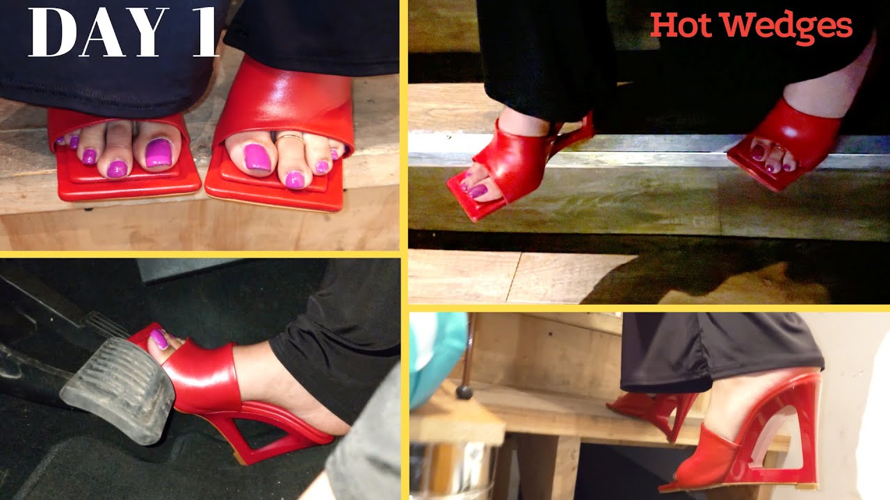 Date Night In Unique Red Wedges - DAY 1 | L'intervalle Leather Wedges ...