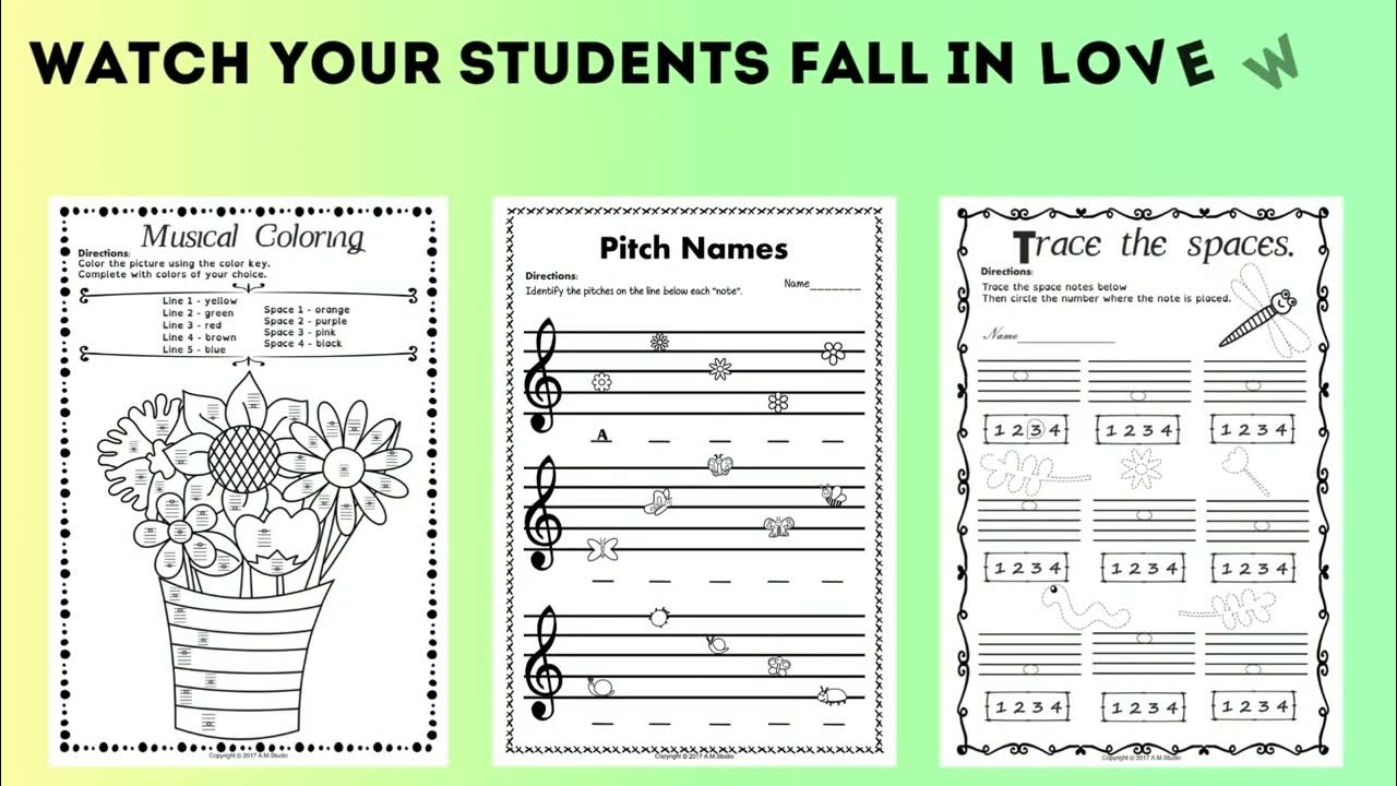 Music Staff Worksheet Bundle for Spring - YouTube