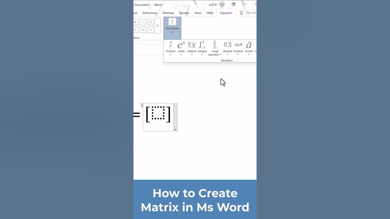 How to Create Matrix in Ms word | Mathematics in MS Word | Maths Equation in Ms word - YouTube