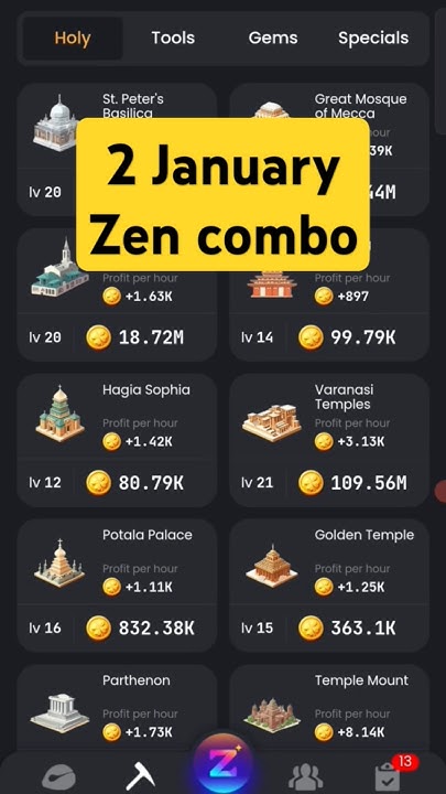 Zen Coin Daily Combo 2 January | Zen coin daily combo today | #zencoindailycombo #zencoin - YouTube