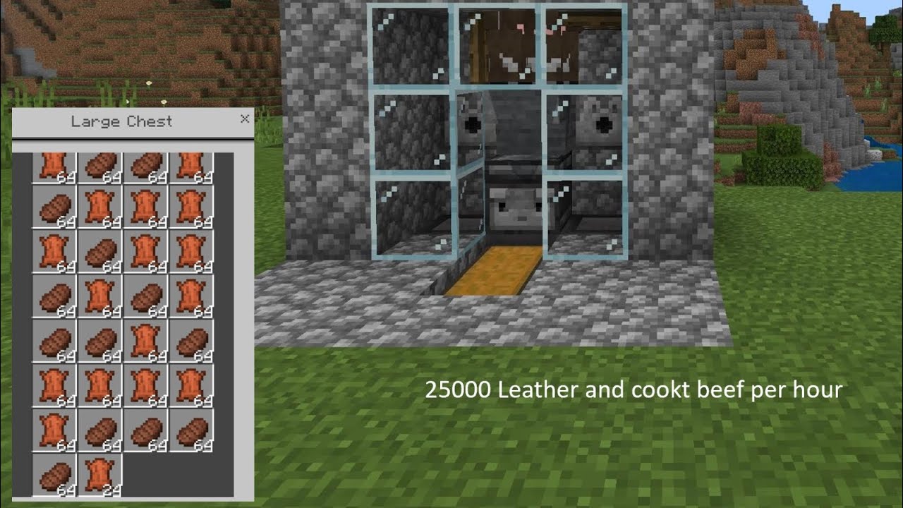 How to make an Leather and cookt Beef farm Minecraft Java bedrock and ...