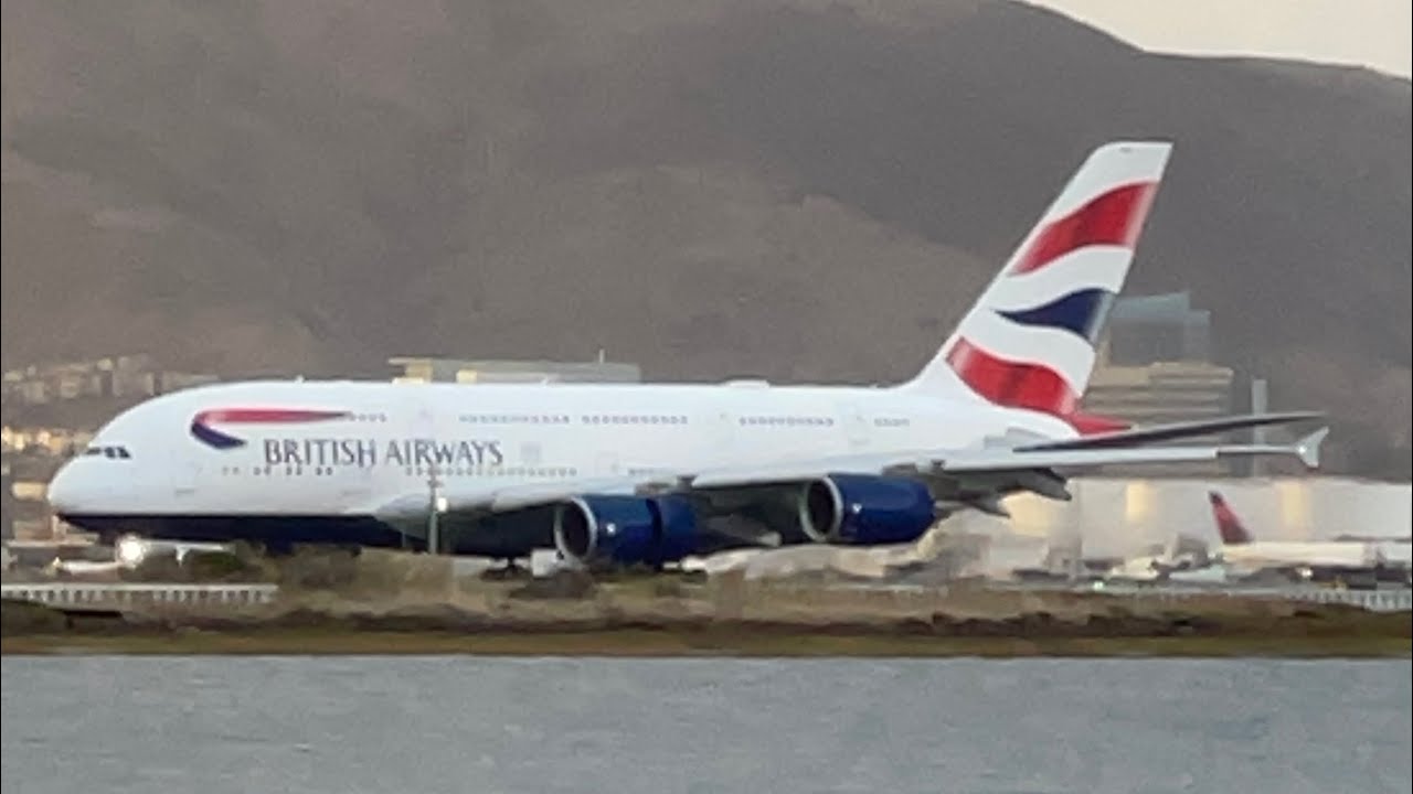 A380 British Airways Landing at SFO - YouTube