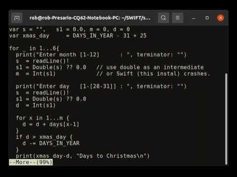 SWIFT program to calculate how many days to Christmas. - YouTube