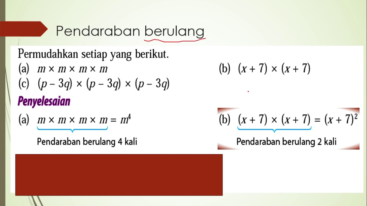 Pendaraban berulang ungkapan algebra:Bab 5, Math Tg1 - YouTube