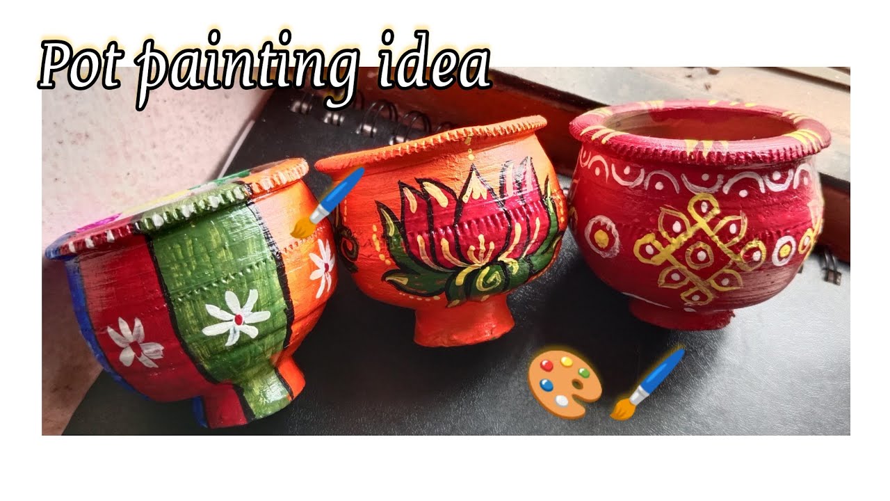 beautiful and simple pot paintings #pot painting #pavi ammu creativity ...