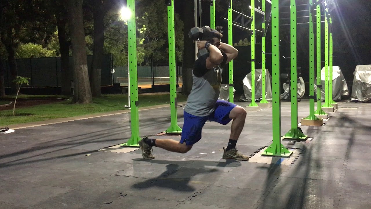 Single Leg Double Dumbbell Front Rack Lunge - YouTube