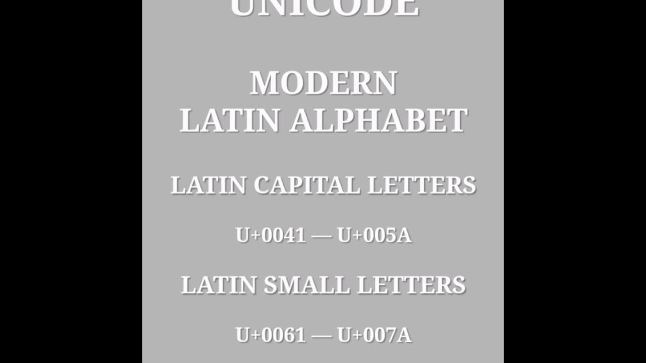 Unicode Modern Latin Alphabet - YouTube