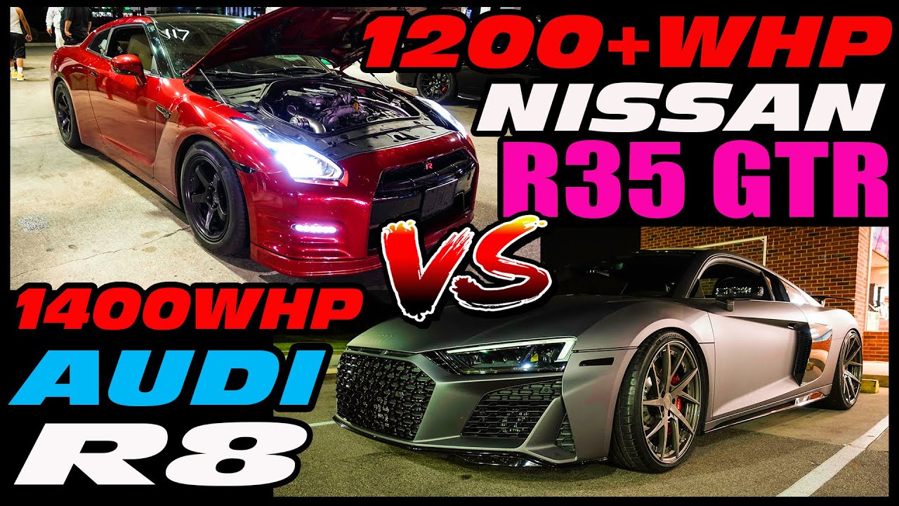 1200+WHP NISSAN GTR VS 1400WHP AMS BUILT AUDI R8 --- BIGGEST RACES OF ...