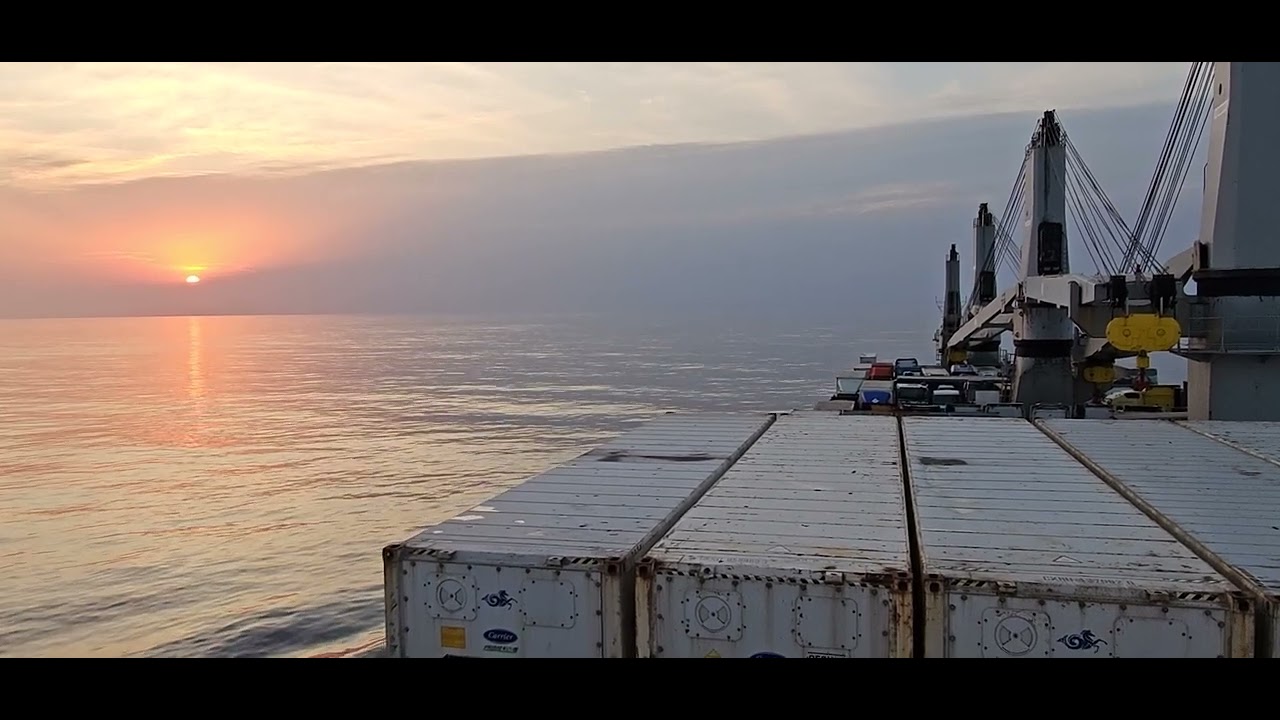 Sailing On the Calm Atlantic Ocean Onboard mv Bright Sky as the Sun ...