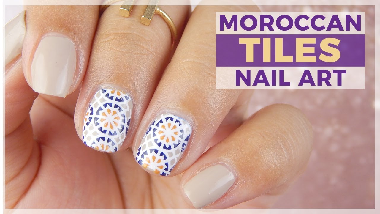 Moroccan Tiles Nail Art Design - YouTube