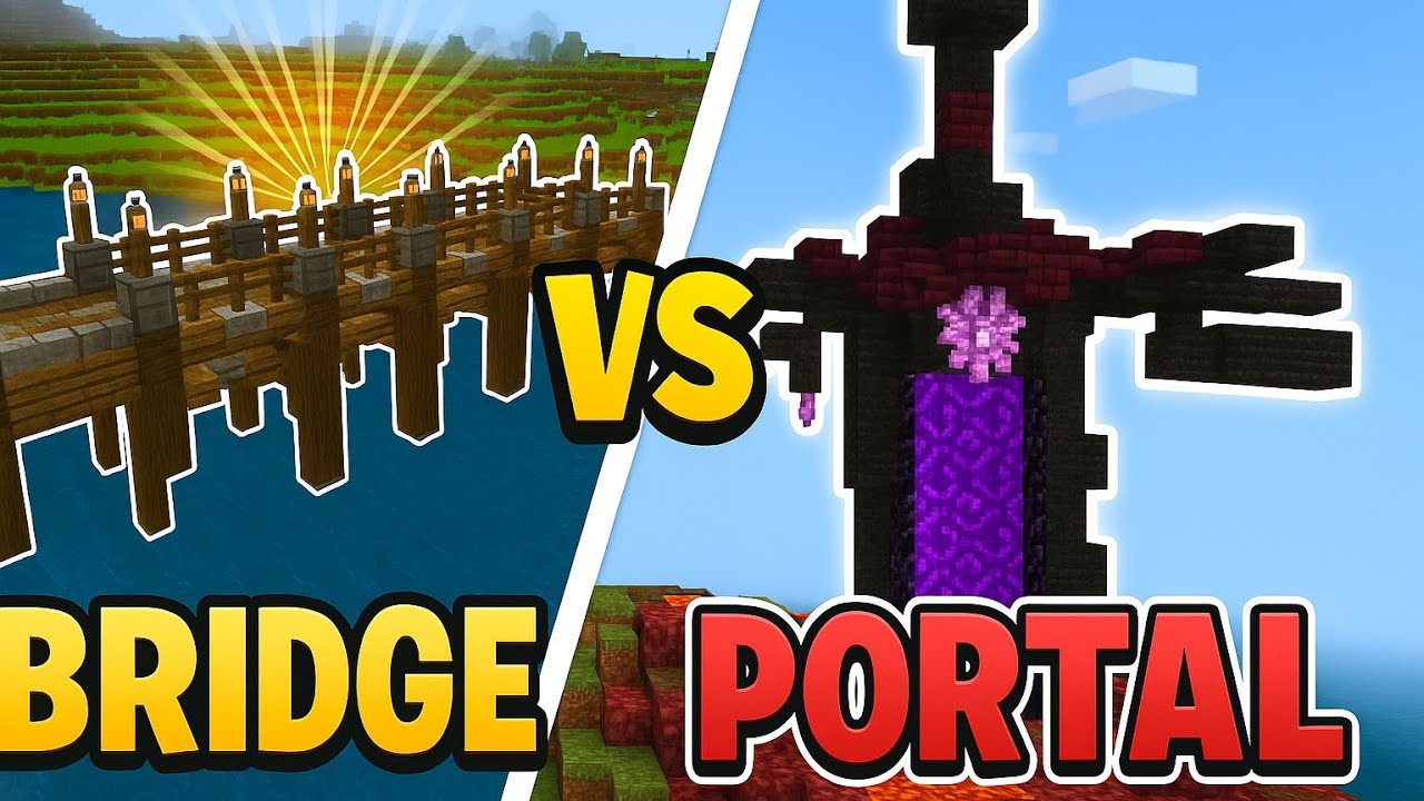 MINECRAFT PE || FOREVER WORLD || BRIDGE & NETHER PORTAL || EP 3 - YouTube