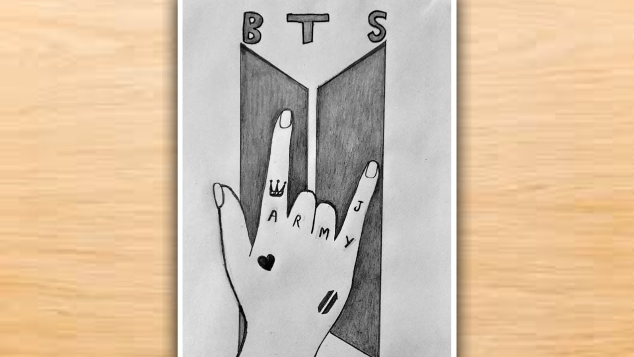 BTS Army Bomb Drawing With Pencil Sketch | BTS Hand Drawing Video | BTS ...