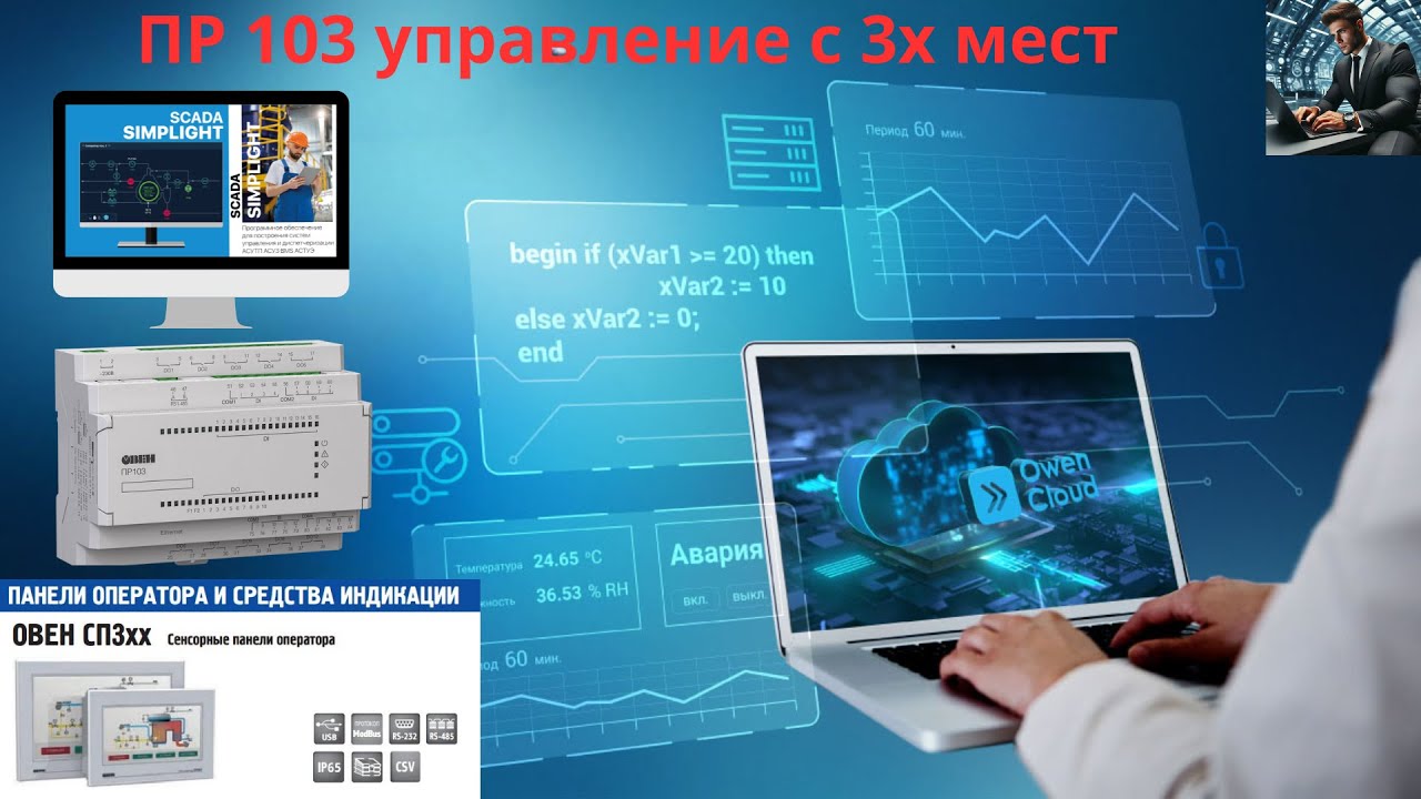 ПР103_ПЧ_2ТРМ1_SimpLight_OwenCloud_СП310Р_OwenLogic - YouTube