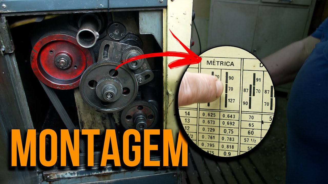 MONTAGEM DE ENGRENAGEM NO TORNO ROMI IMOR - Fazendo rosca no torno imor ...