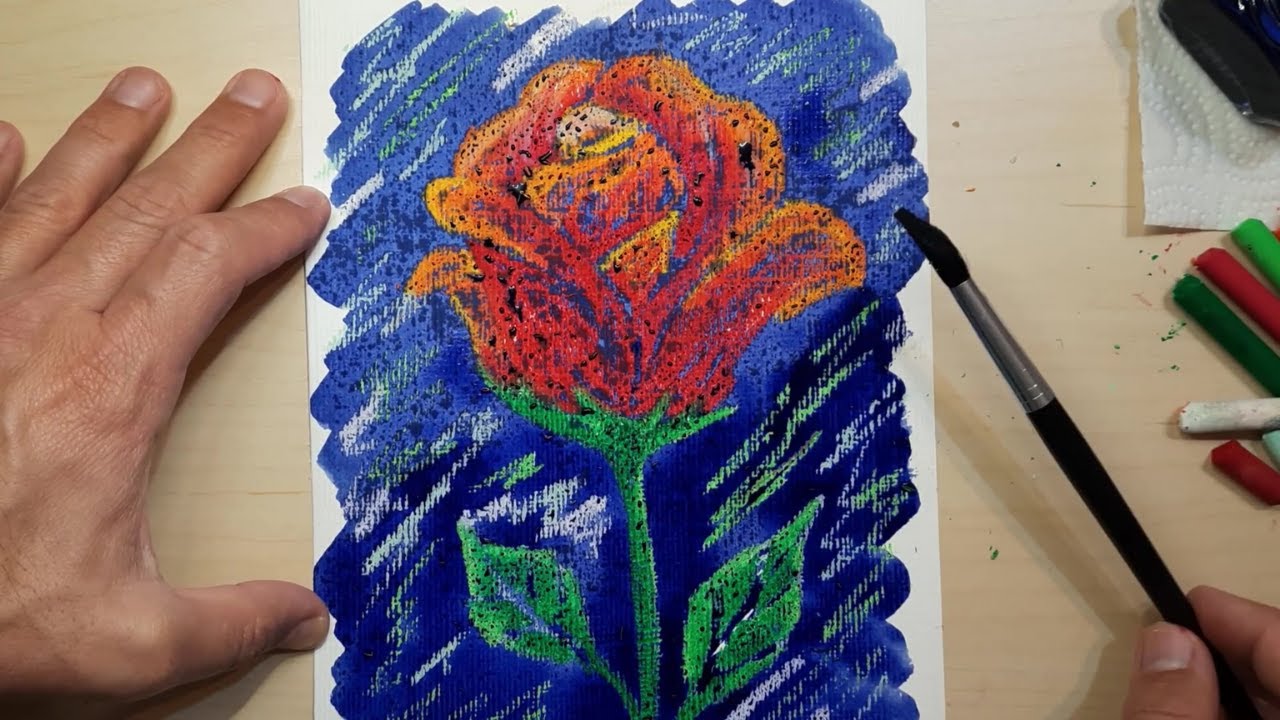 ÇOK KOLAY TEKNİKLE HARİKA RESİMLER! Pastel Batik tekniği. - YouTube