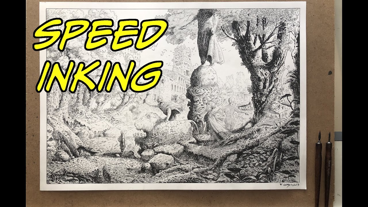 Rencontre avec Némée, illustration speed inking - YouTube