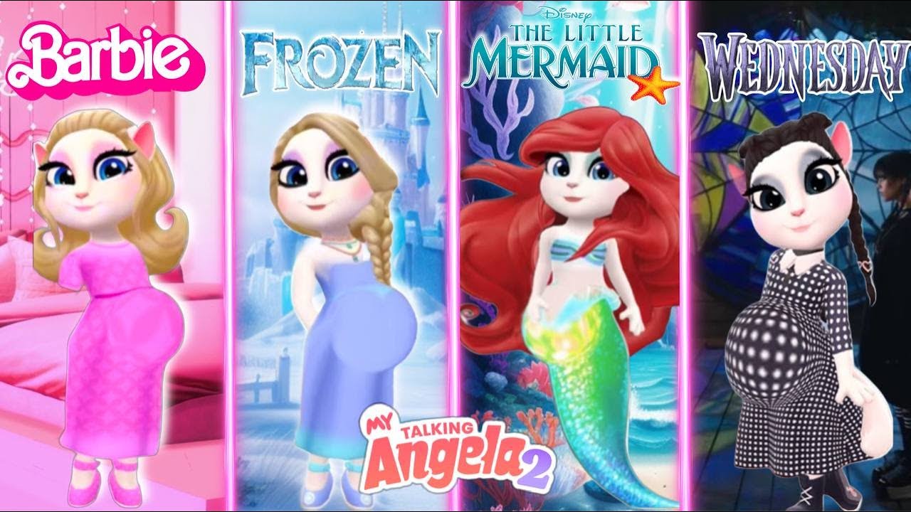 My Talking Angela 2😻 || Pregnant | Wednesday vS Elsa vS Mermaid vS ...