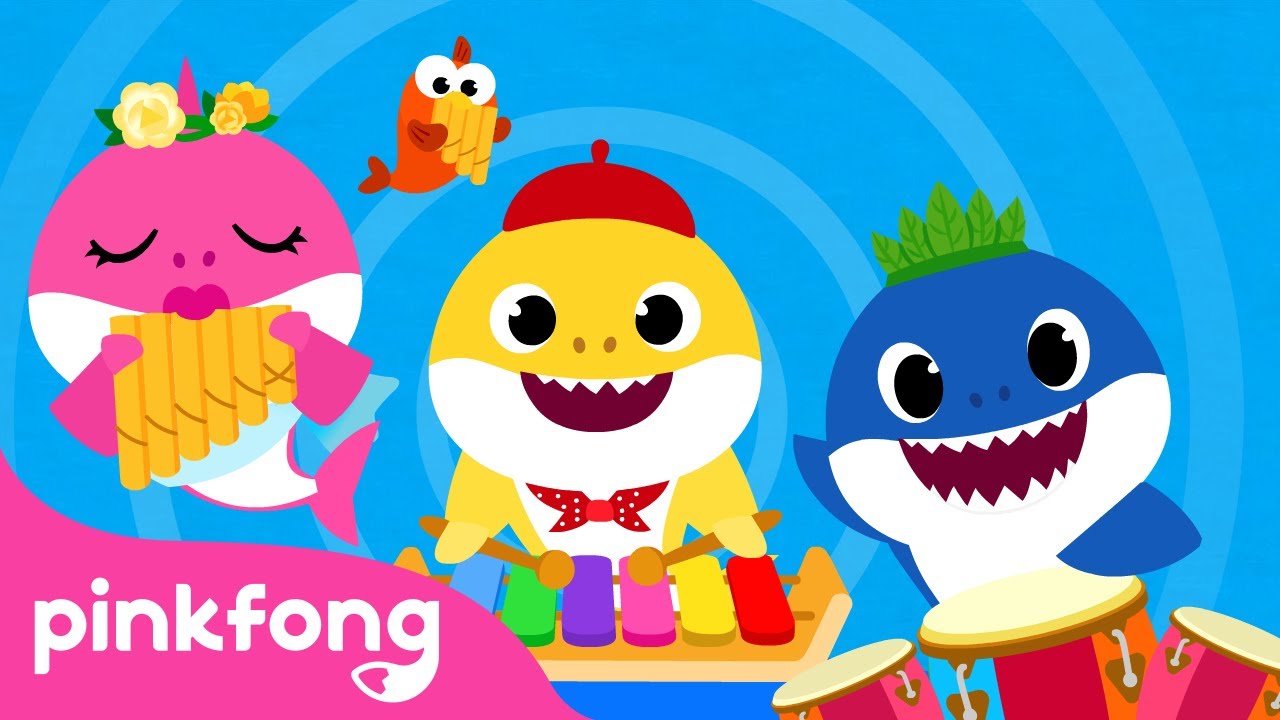 Banda Tubarão | Cante junto com o Bebê Tubarão | Pinkfong Canções para ...
