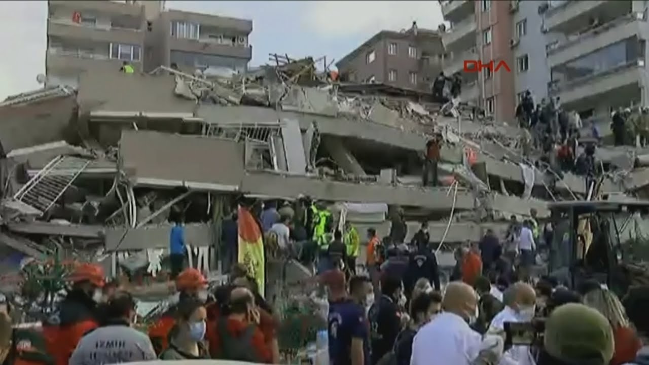 Huge earthquake in Aegean Sea causes damage in Turkey, Greece - YouTube