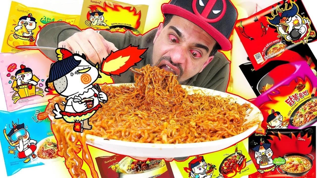 Take the Extreme Spicy Korean Ramen Fire Noodle Challenge, and eat all ...