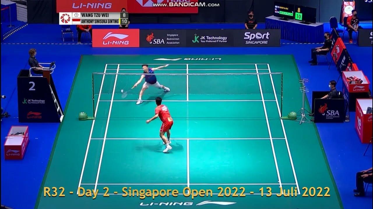 [R32-MS] ANTONY SINISUKA GINTING (INA) VS WANG TZU WEI (TAIPEI) - SINGAPORE OPEN 2022 - YouTube