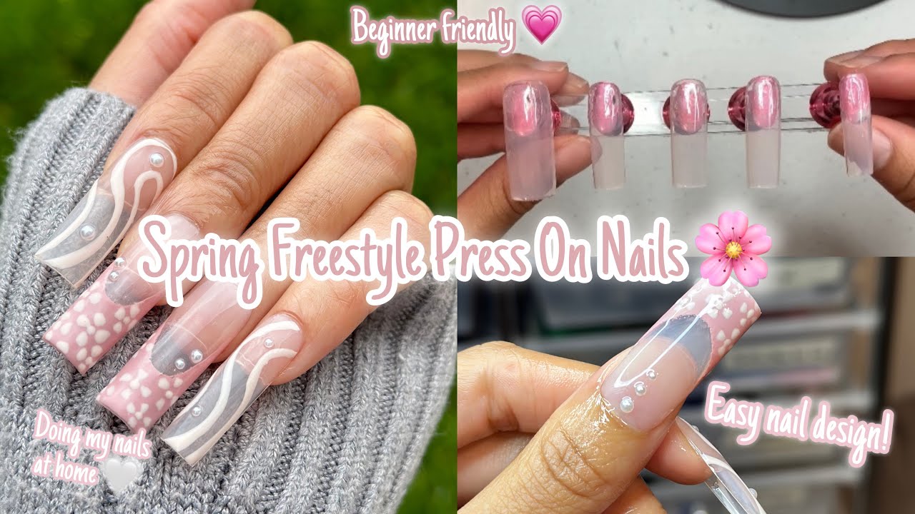 Spring Freestyle Press On Nails 🌸 | Beginner Friendly Nails | Doing My ...
