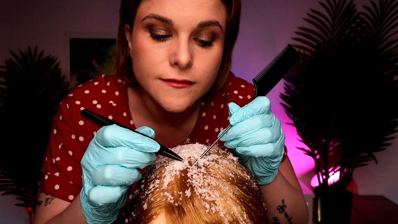 A Satisfying Asmr Dandruff Removal Scalp Check And Treatment Youtube
