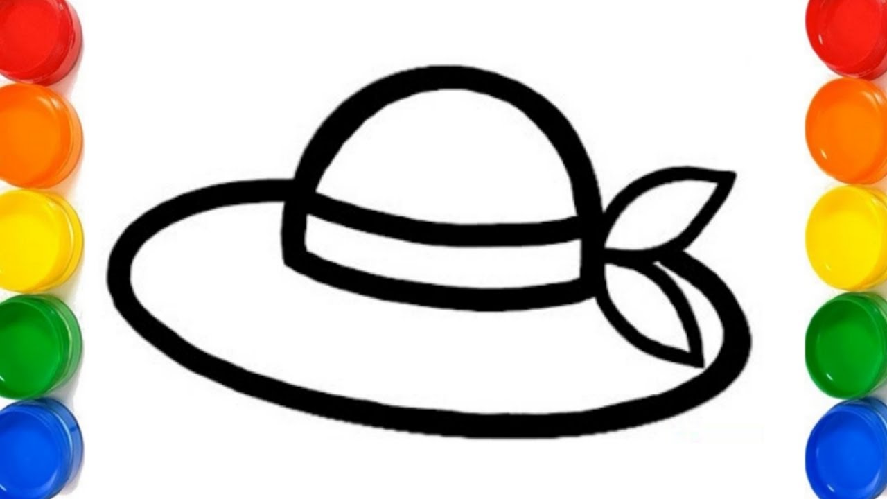 Girls Hat drawing for kids* Cute Girls Cap painting & colouring for Toodlers* Cap kids drawing ...