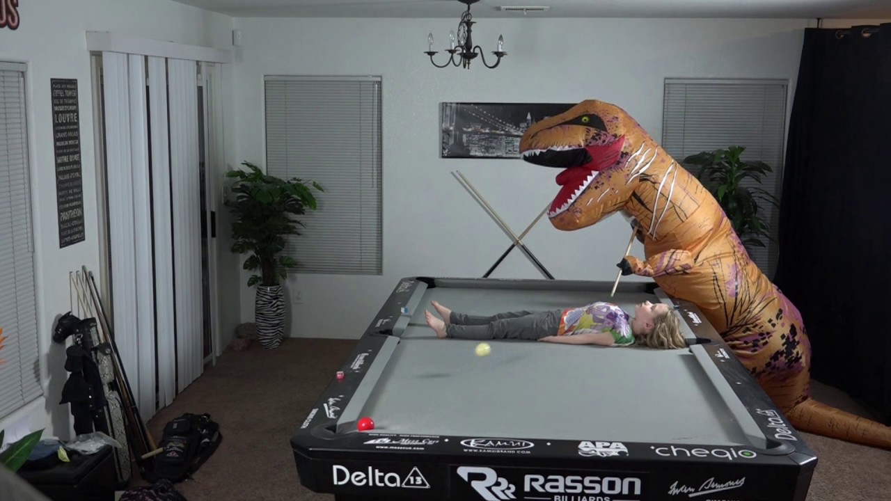 Jurassic Pool!!!! Funny T-Rex Pool Trickshots :) - YouTube
