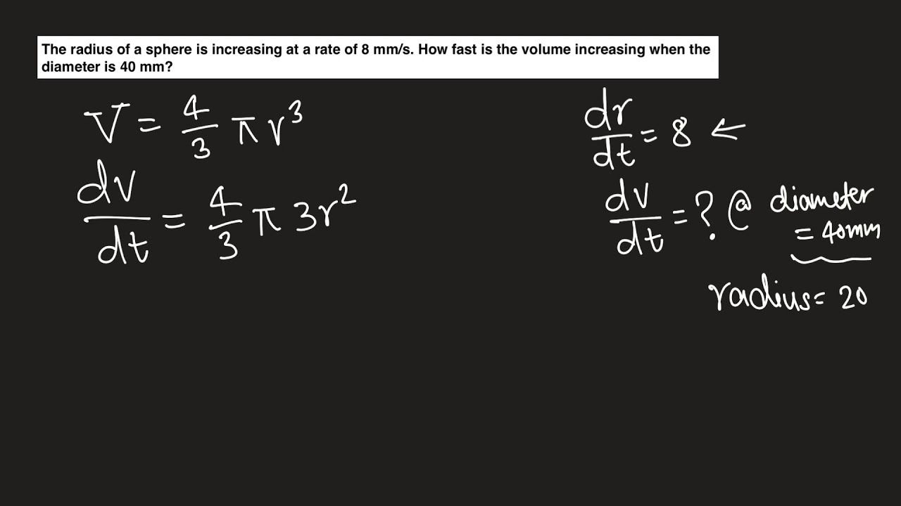 Calculus I: (related rates) Sphere and its radius - YouTube
