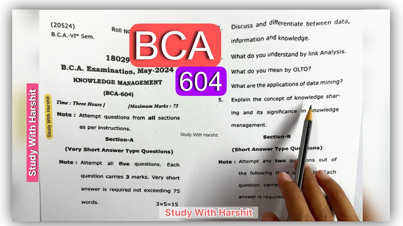 BCA 604 Knowledge Management | CCSU BCA 6th Sem Last Year Paper | 3rd ...