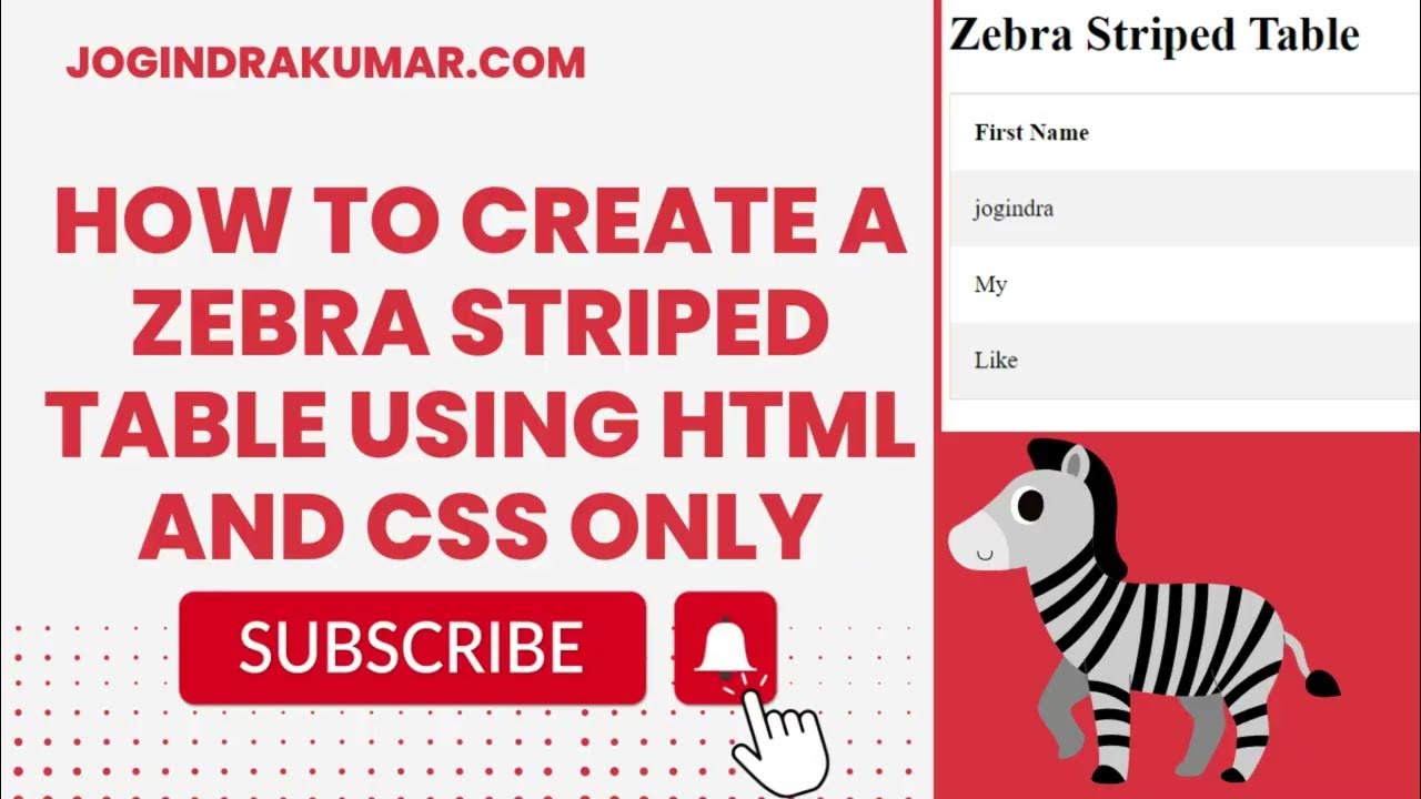 How to create a zebra striped table using Html & CSS only | HTML Tutorial #html #css #strip # ...