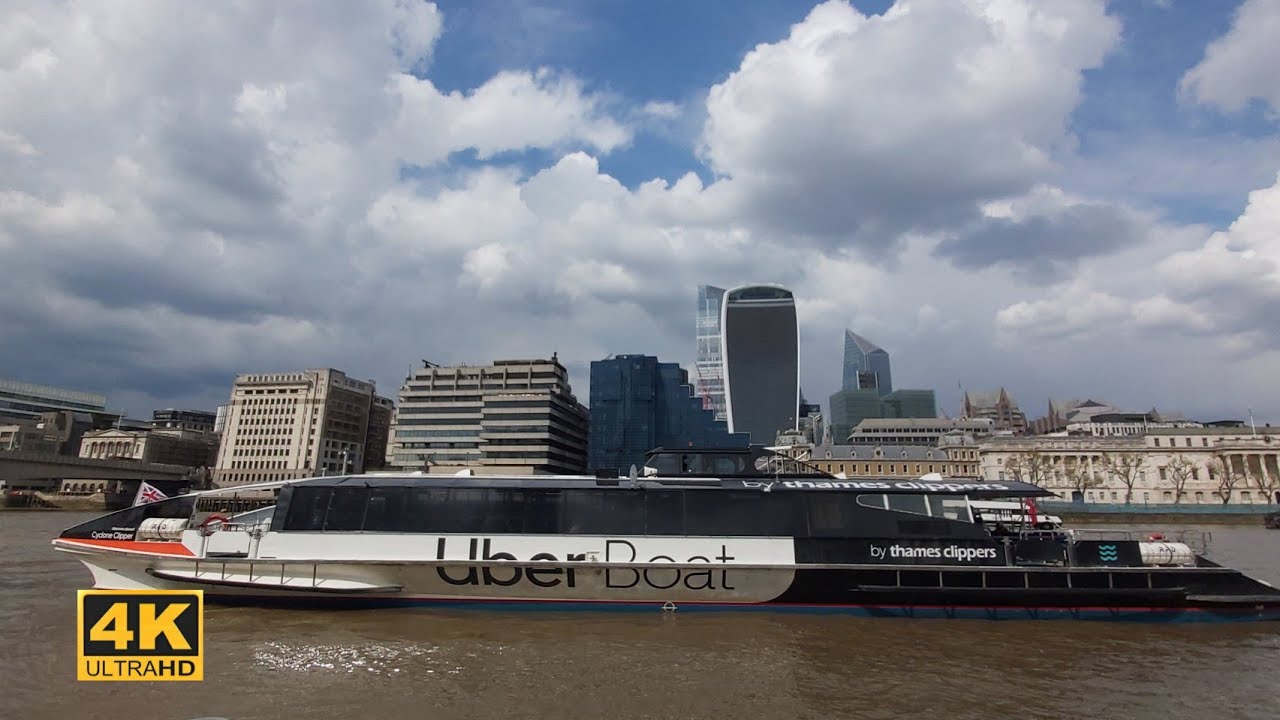 [4K] 🇬🇧 London Uber Boat by Thames Clippers Ride & Walk Experience ...