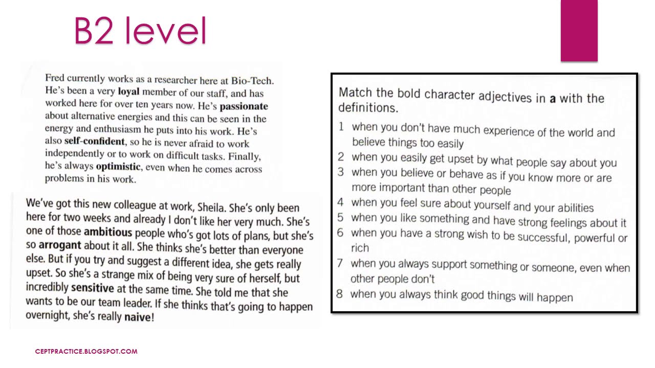 CEPT PRACTICE B2 Level Vocabulary with answer key - YouTube