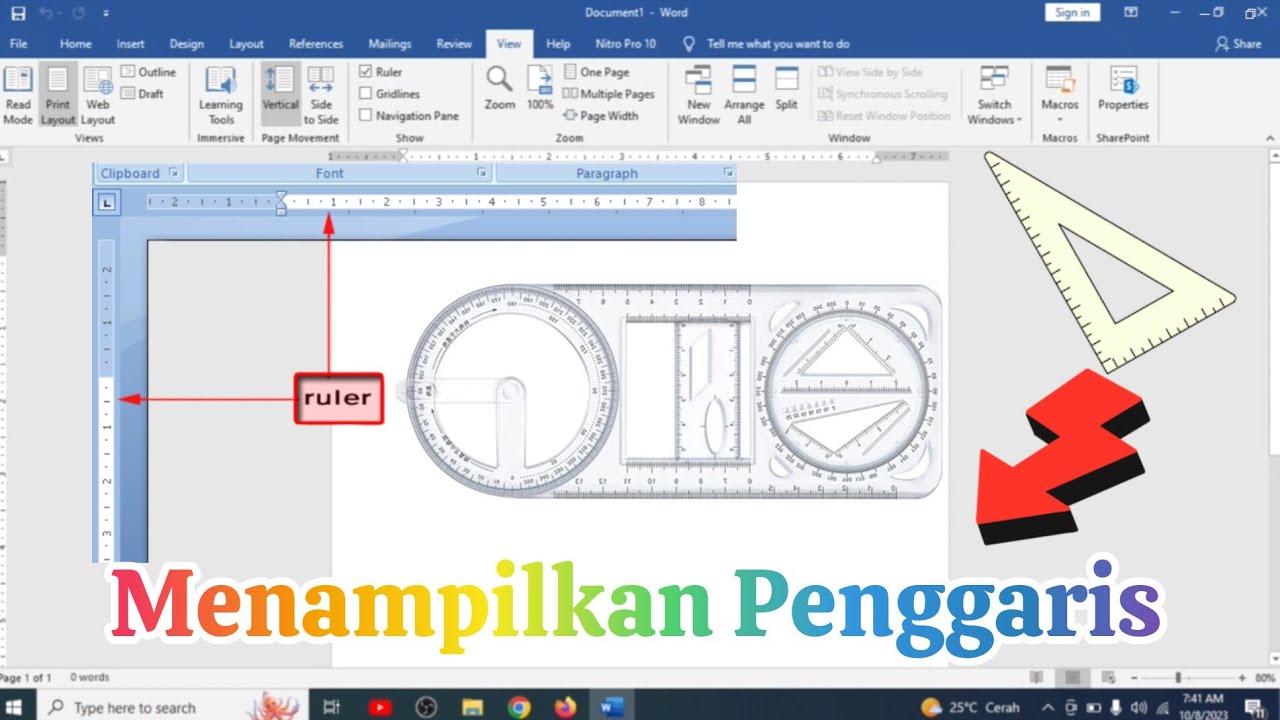 Menampilkan ruler atau penggaris pada Microsoft Word - YouTube