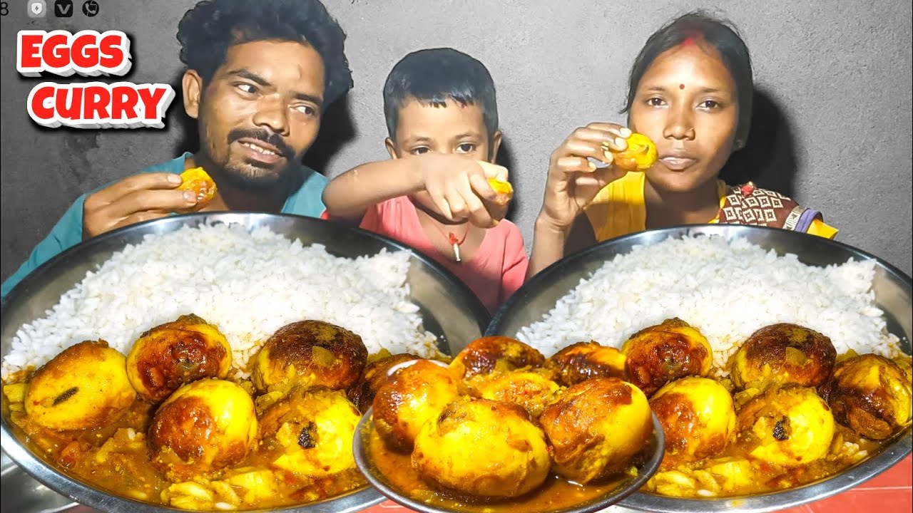 EATING SHOW | EGG FRY MASALA CURRY, WITH RICE EATING | JH EATING SHOW ...