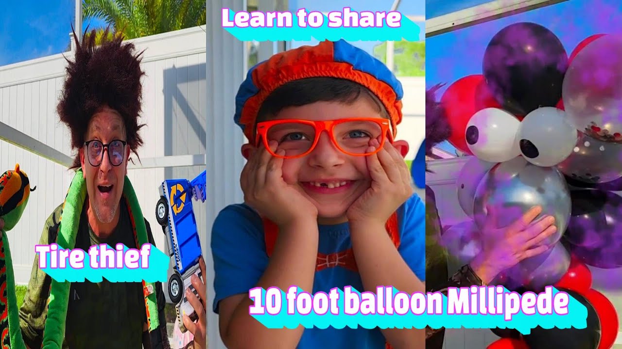 Blippi Dressed Toddler Swimming Pool Tire Thief learning to share 4K ...