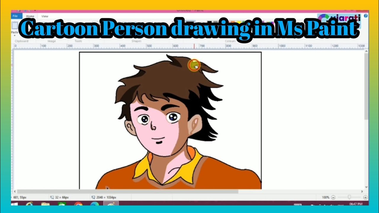 How to Draw a Cartoon Person in Ms Paint | World Famous drawing Artist ...