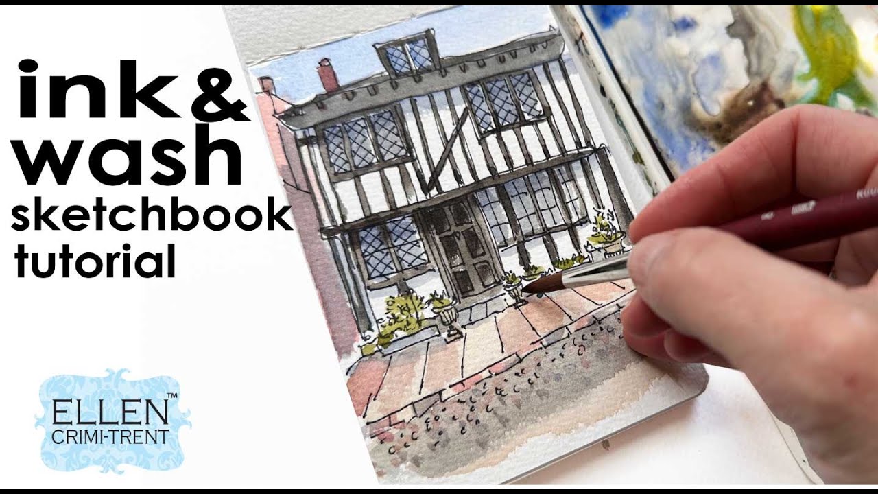 Ink and wash sketchbook tutorial/ Rye, UK - YouTube
